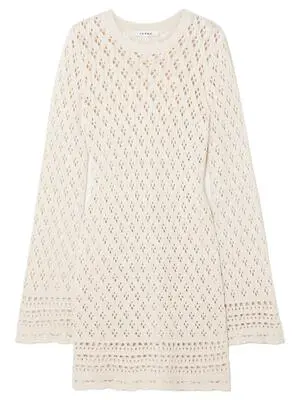 FRAME Crochet Organic Cotton-silk Shift Dress - Ecru