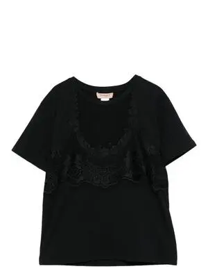 TWINSET Lace Optical Illusion T-shirt - Black
