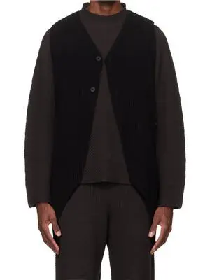 Issey Miyake Homme Plissé Tuxedo Pleats Vest - Black