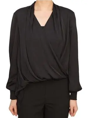 ALLSAINTS Long Sleeve Draped Cover-up - Black