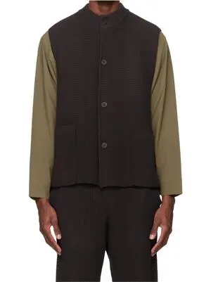 Issey Miyake Textured Knit Vest - Brown