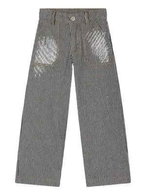 Bonpoint Striped Casual Pants With Belt Loops - Black