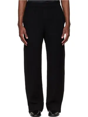 Issey Miyake Elastic Waist Knit Casual Pants - Black