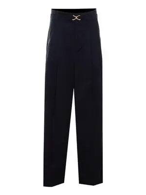 TWINSET Wide-leg Tailored Pants With Pleated Front And Metallic Accent - Black