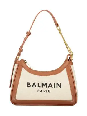 Balmain Logo Canvas Shoulder Bag - Brown
