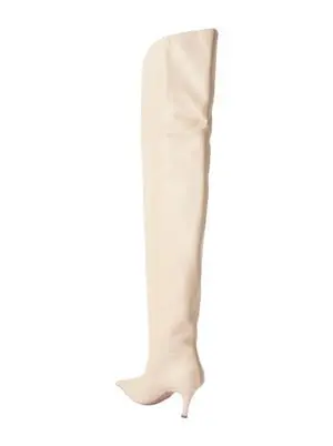 Amina Muaddi Leather Over-the-knee Boots - Nude