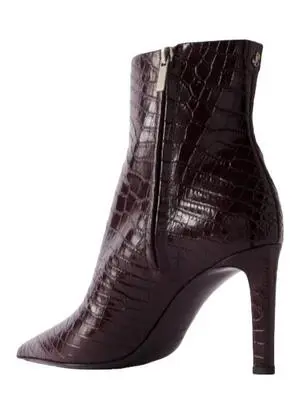 JIMMY CHOO Croc-effect Leather Ankle Boots - Black