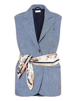 Liu Jo Sleeveless Vest With Scarf Detail - Blue