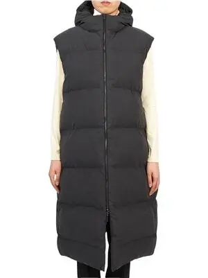 Studio Nicholson Hooded Sleeveless Cotton-padded Long Jacket - Black