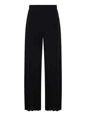 BY MALENE BIRGER High-waisted Wide-leg Pants With Fan-shaped Hem - Black