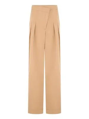 Veronica Beard Pleated Wide-leg Pants - Nude
