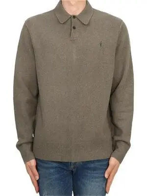 ALLSAINTS Long-sleeved Polo Shirt - Splinter Brown