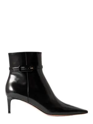 GIANVITO ROSSI Lindsay Pointed Toe Leather Ankle Boots - Black