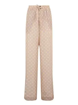 Dries Van Noten Printed Wide-leg Trousers - Beige