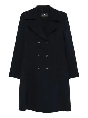 Etro Double-breasted Coat With Gold Buttons - Black