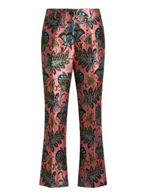Etro Floral Motif Jacquard Flared Trousers - Brown