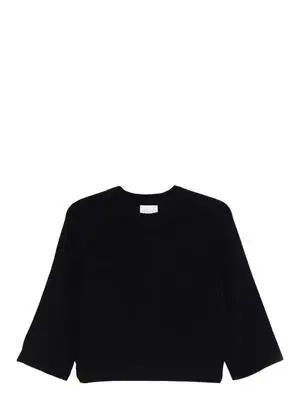 FORTE_FORTE Merino Ribbed Crewneck Pullover - Black
