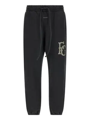 Fear Of God Logo Patch Drawstring Joggers - Black