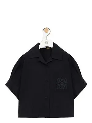Loewe Anagram Crochet Embroidered Short-sleeved Shirt - Black