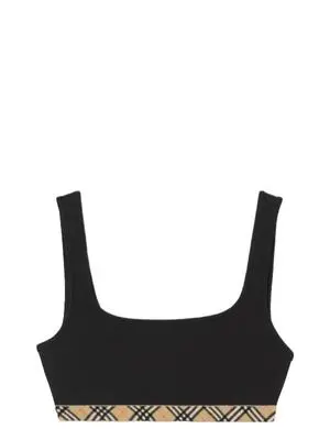 Burberry Samphire Check Crop Bikini Top - Black