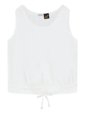 LOEWE Loewe Drawstring Waist Crewneck Top With Anagram Pebble Pattern