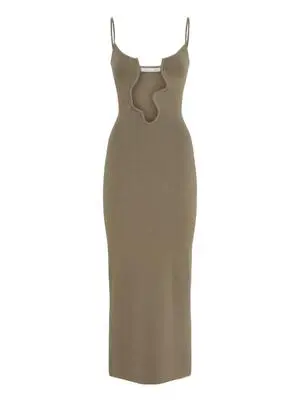 Christopher Esber Spaghetti Strap V-neck Dress - Brown
