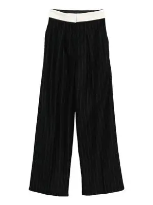 FORTE_FORTE Pinstriped Wide Leg Sartorial Pants - Black
