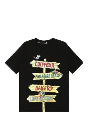 Moschino Round Neck Printed T-shirt - Black