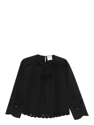 FORTE_FORTE Long Sleeved Embroidered Cover-up - Black