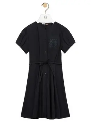 Loewe Anagram Crochet Embroidered Mini Shirt Dress - Black