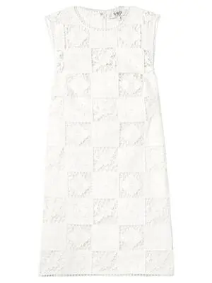Sea Spliced Embroidered Mini Dress - White