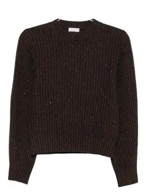Brunello Cucinelli Ribbed Knit Pullover With Metallic Accents - Black