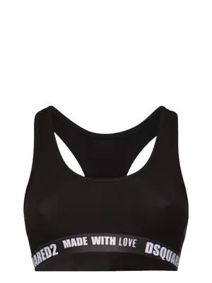 Dsquared2 Made With Love Logo Tape Sport Bra - Black