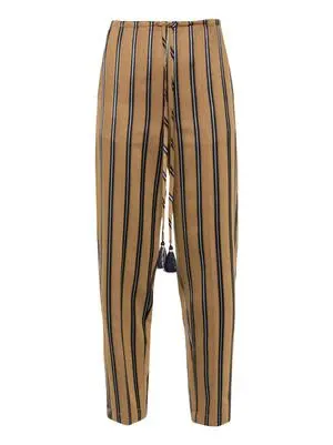 FORTE_FORTE Striped Drawstring Trousers - Brown