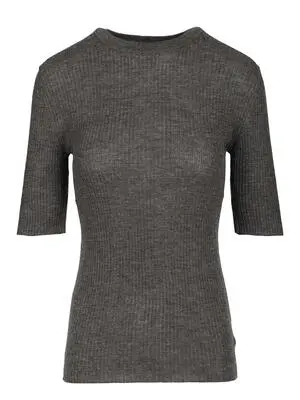 Arch4 Ribbed Short-sleeve Sweater - Black