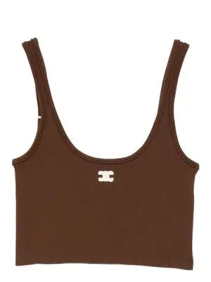 Celine Triomphe Athletic Cotton Bra - Brown