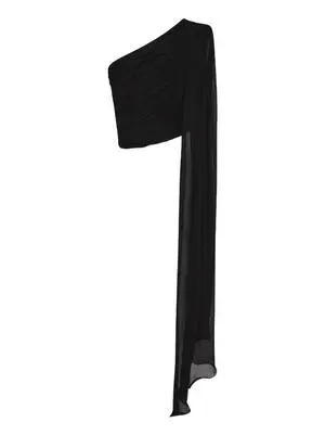 Posse Solene Draped One-shoulder Top - Black