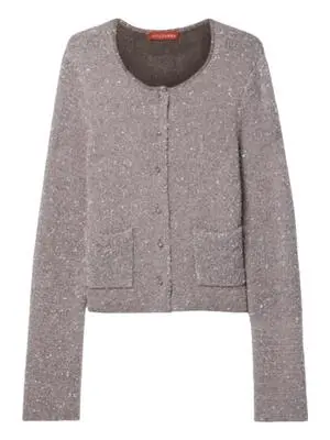 Altuzarra Sequined Knit Cardigan With Crystal Embellishments - Gray