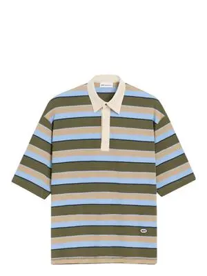 AMI Paris AMI Striped Ami Patch Polo Shirt No