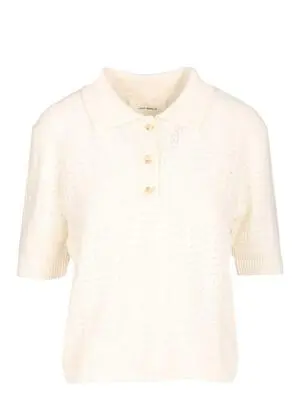 LISA YANG Lisa Yang Pointelle Knit Polo Sweater
