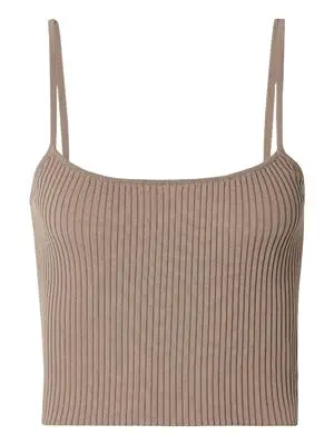 Staud Soleil Ribbed-knit Tank - Taupe