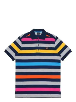 PAUL  SHARK Striped Short-sleeved Polo Shirt - Blue