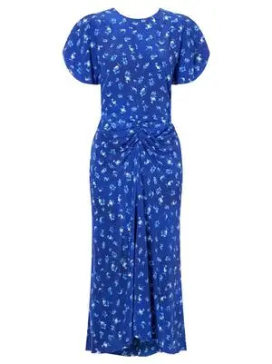 Victoria Beckham Floral-print Silk-chiffon Midi Dress - Blue