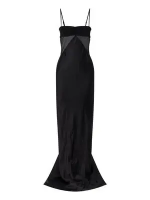 RICK OWENS Rick Owens Satin Midi Dress With Chiffon Trims