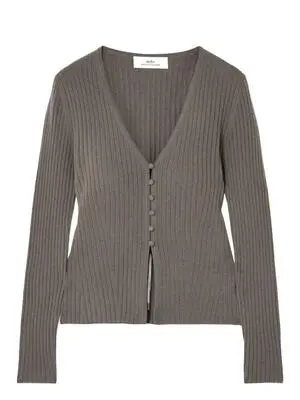 Arch4 Ribbed Cashmere V-neck Cardigan - Gray