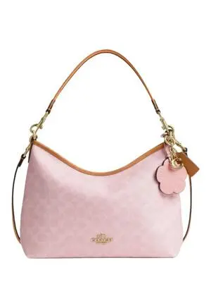 COACH Laurel Shoulder Bag In Signature Canvas With Charms - Signature Canvas/gold/powder Pink