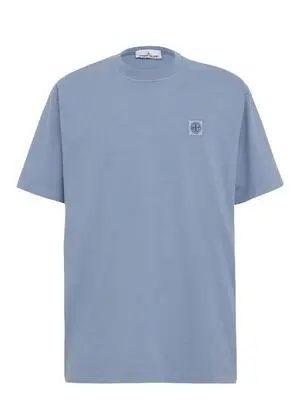 Stone Island Logo Patch Cotton T-shirt - Blue