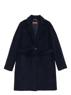 Max Mara Belted Lapel Coat - Blue
