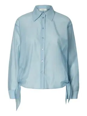 SELECTED Long Sleeve Shirt With Button Cuffs And Knotted Details - Blue
