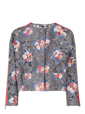 Fendi Printed Lace Short Jacket With Three-quarter Sleeves - Grey